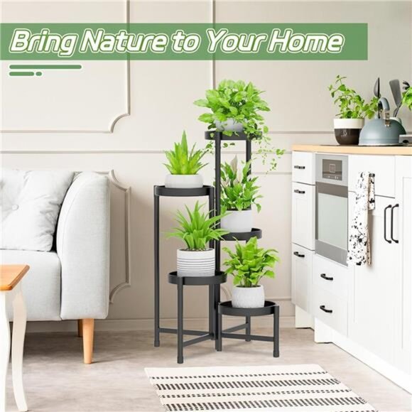 Accents | 5 Tier Metal Plant Stand For Indoor Outdoor Foldable Corner ...